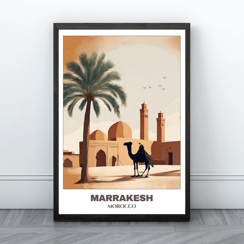 Marrekesh Travel Printable Poster - Morocco Travel Poster - Cityscape Painting - Digital Print ...