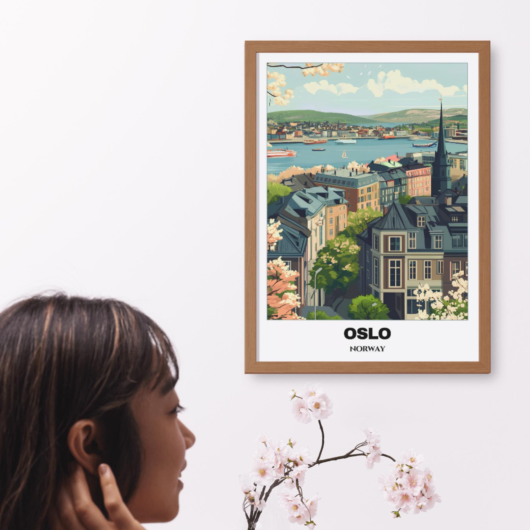 Oslo Travel Printable Poster - Norway Travel Poster - Citycape Painting ...