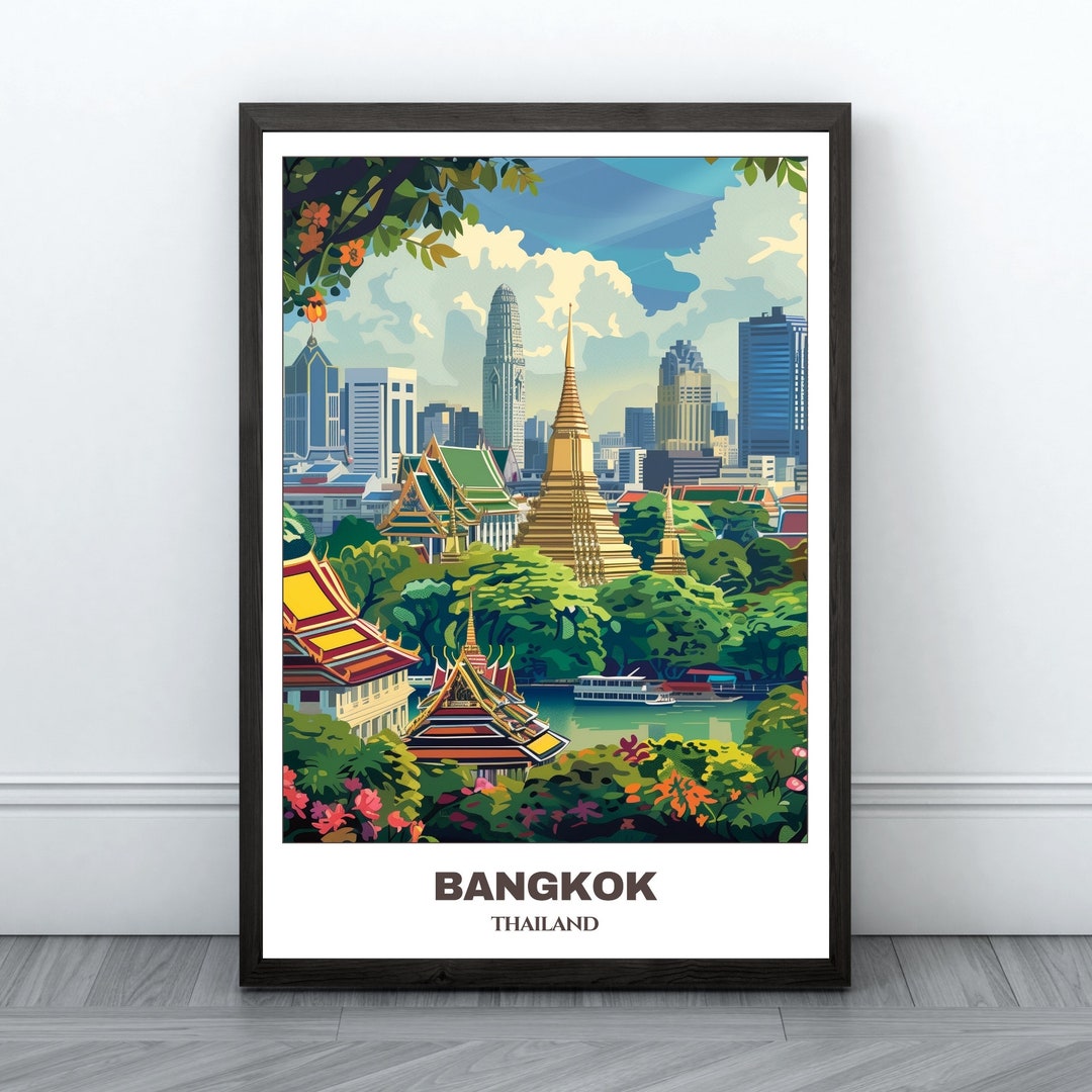 Bangkok Travel Printable Poster - Thailand Travel Poster - Citycape ...