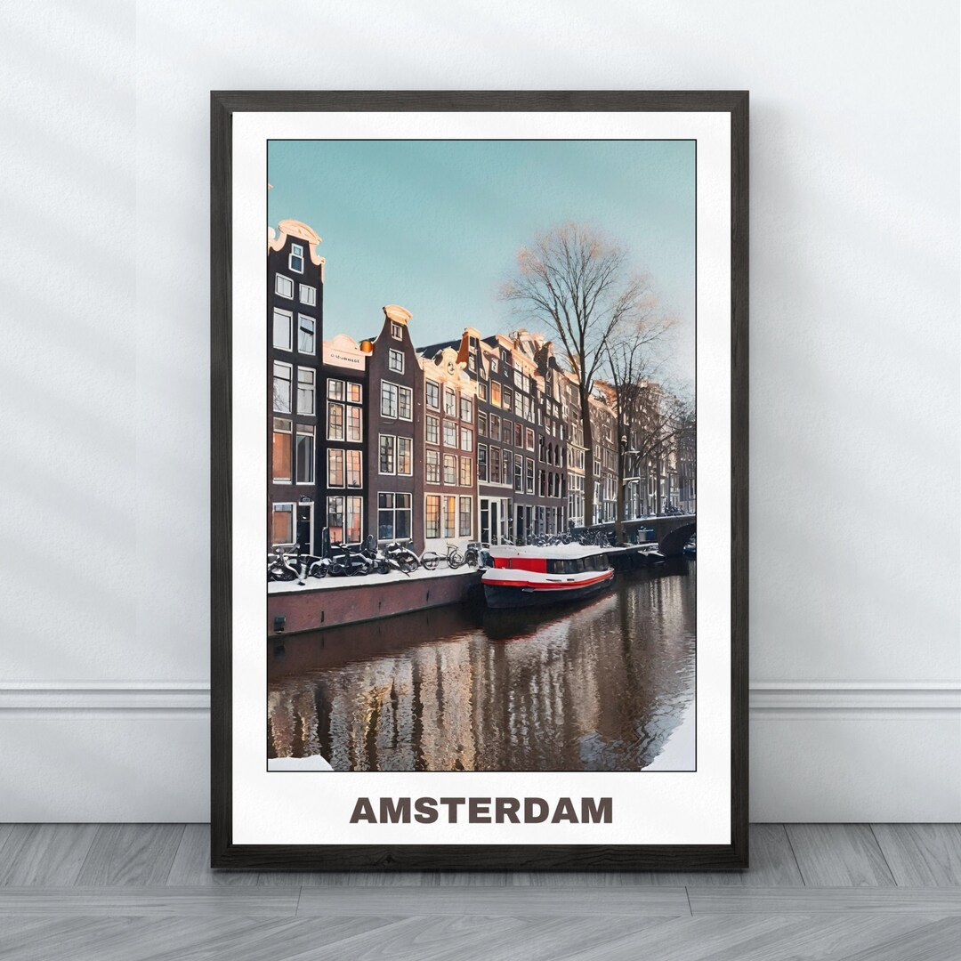 Amsterdam City Print - Netherlands Travel Poster -cityscape Painting ...