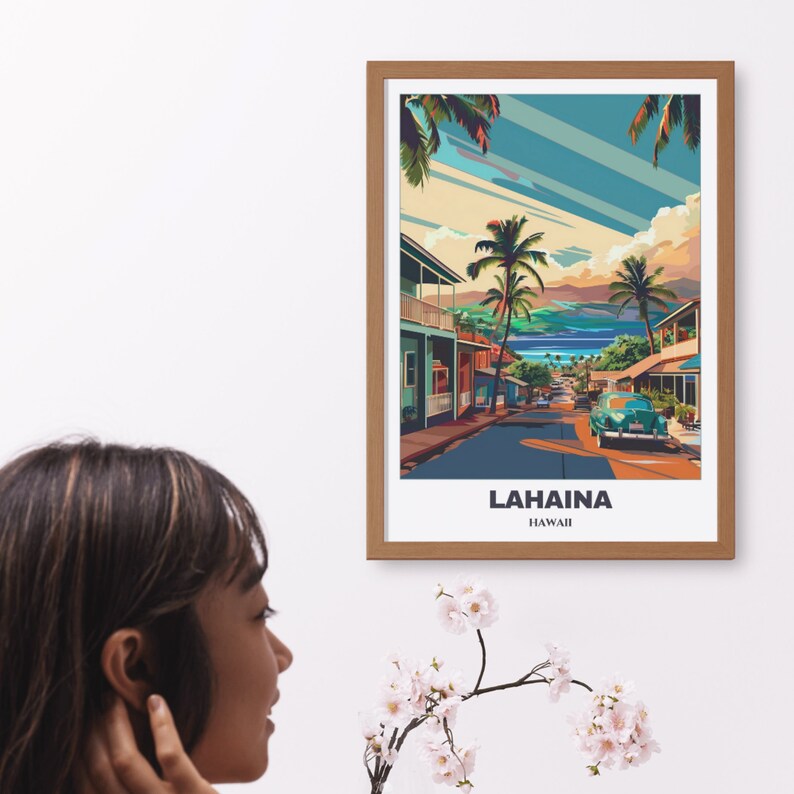 Lahaina Printable Travel Poster - Hawaii Travel Poster -citycape ...