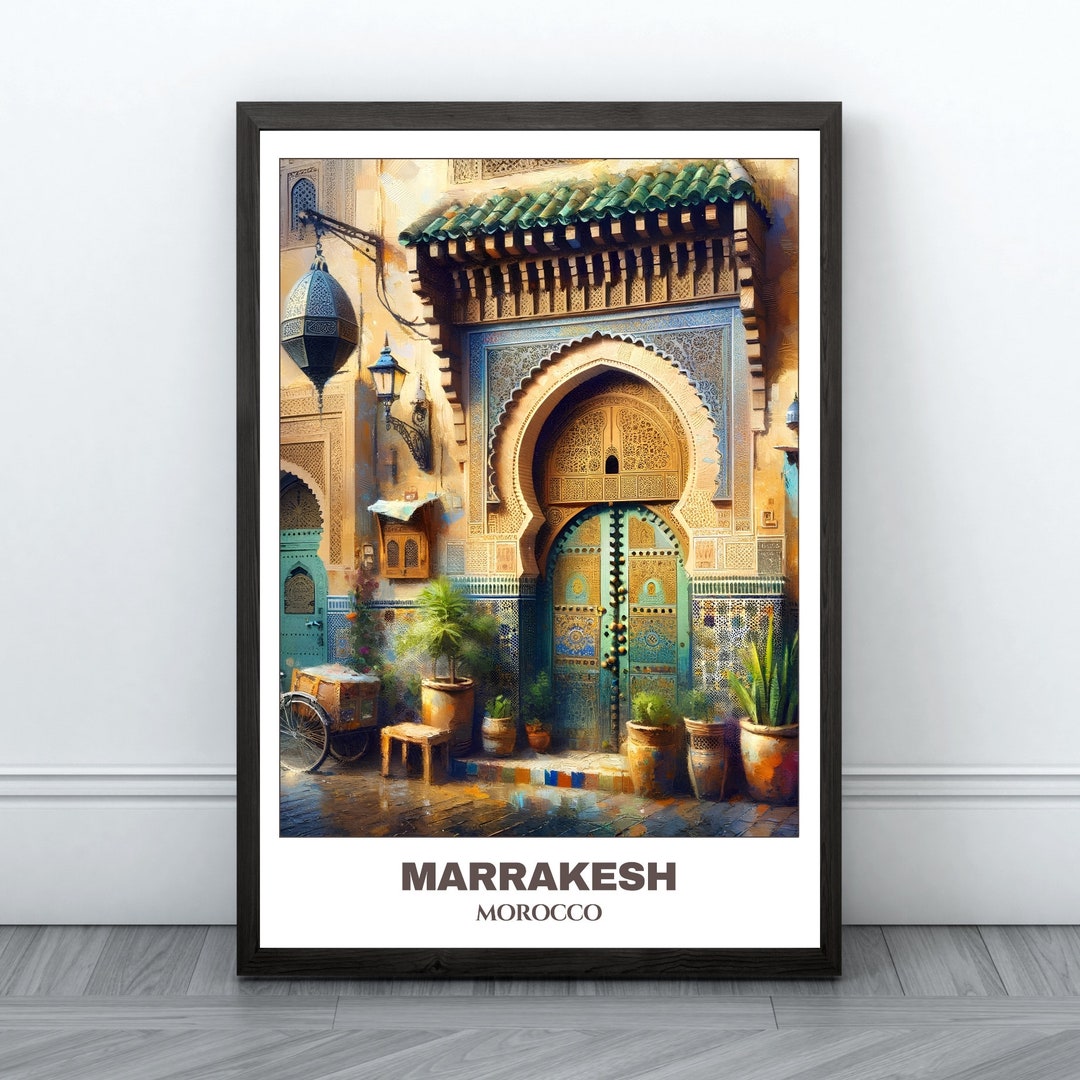 Marrekesh Travel Printable Poster - Morocco Travel Poster - Cityscape ...