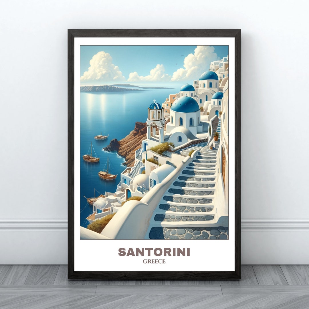 Santorini Travel Printable Poster - Greece Travel Poster -cityscape ...