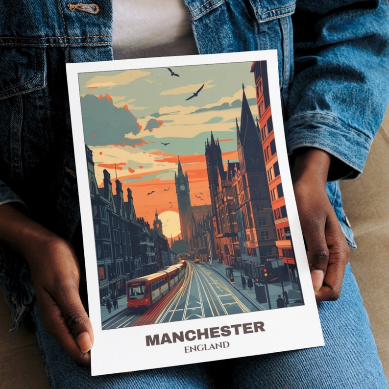 MANCHESTER Printable Travel Poster - England Travel Print -cityscape ...