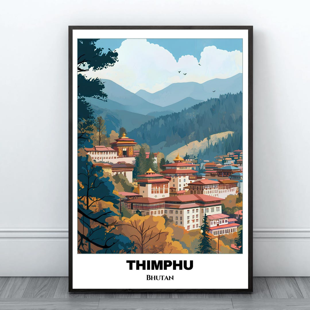 Thimphu Travel Print Bhutan Art - Thimphu Bhutan Gifts Poster - Home ...
