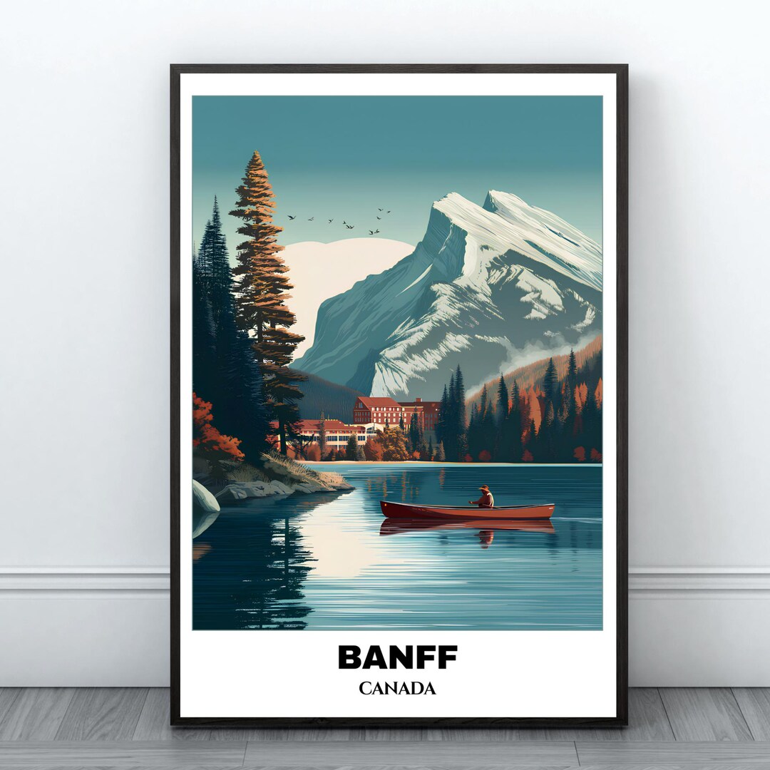 Banff Travel Printable Poster - Canada Travel Poster - Cityscape ...