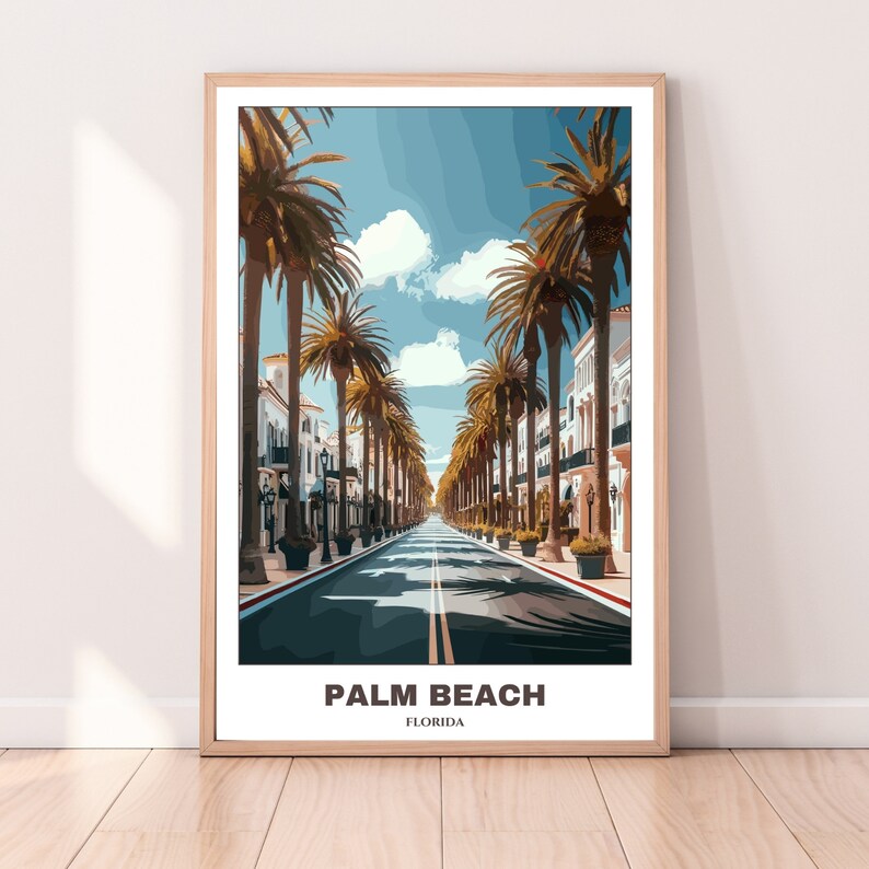 West Palm Beach Travel Printable Poster Florida Travel Poster Palm