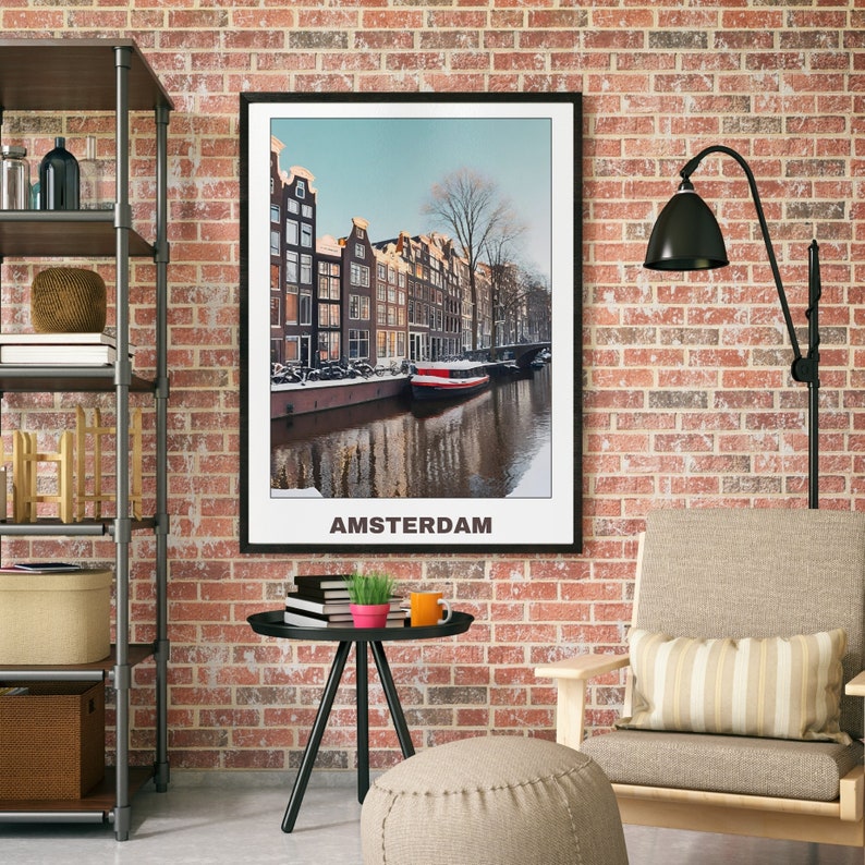 Amsterdam City Print Netherlands Travel Poster cityscape Painting ...