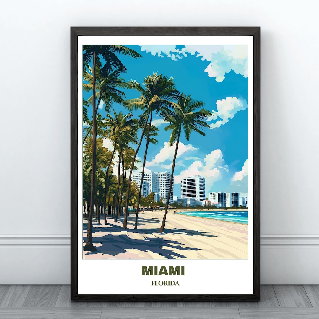 Miami Printable Travel Poster - Florida Travel Poster -digital Print ...