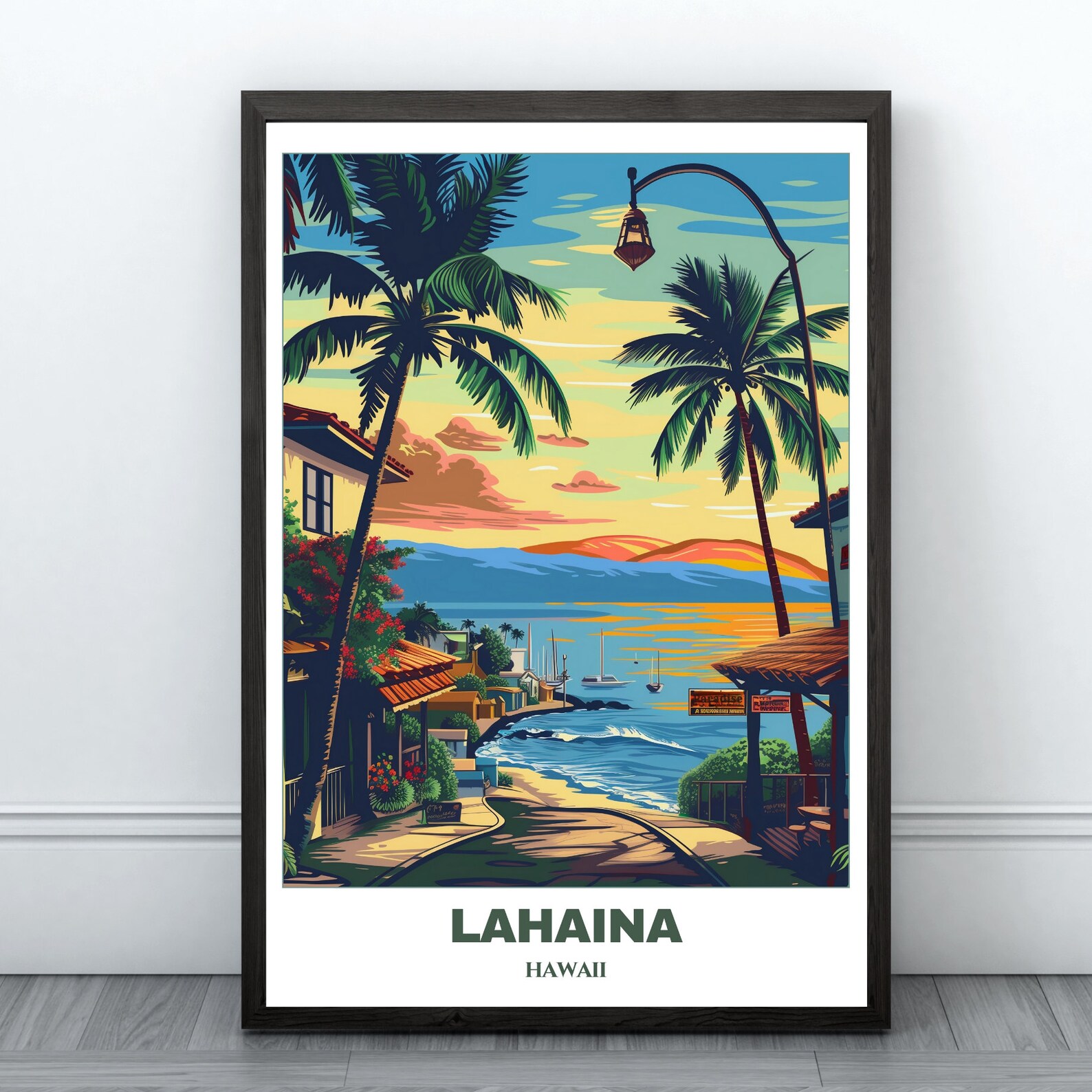 Lahaina Printable Travel Poster - Hawaii Travel Poster -citycape ...