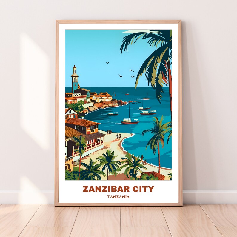 Zanzibar City Travel Printable Poster - Tanzania Travel Poster ...