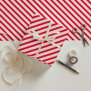 Wrapping Paper: Classic Christmas Red and Pink Striped | Gift Wrap ...