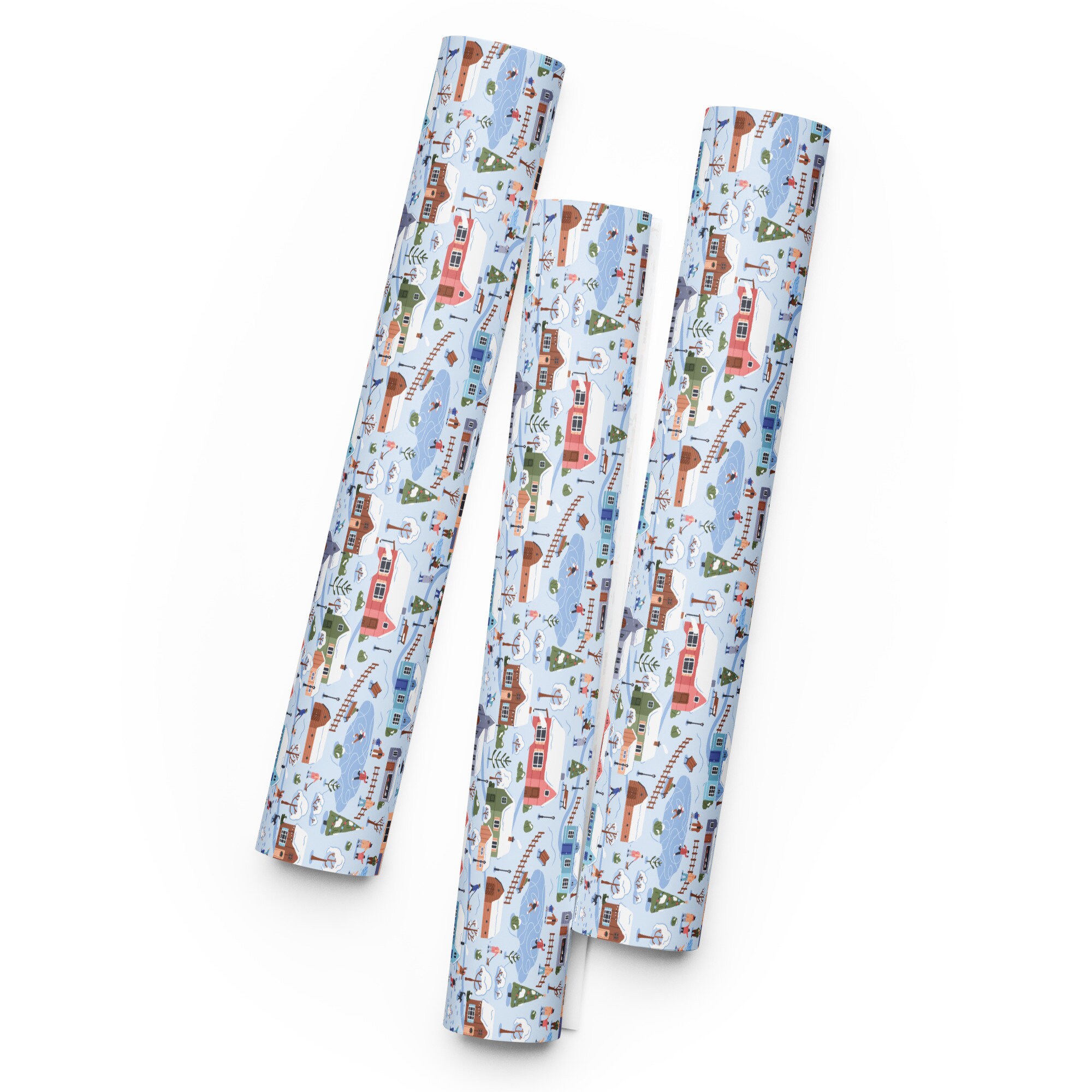 Wrapping Paper: Snowy Winter Village Christmas | Gift Wrap | Festive ...