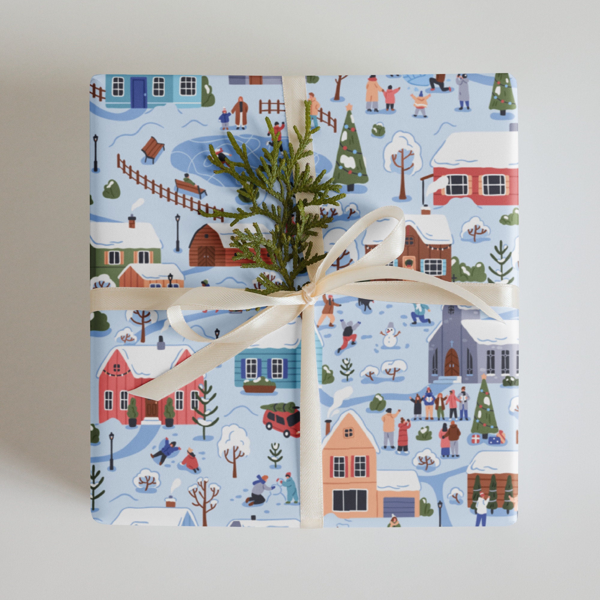 Wrapping Paper: Snowy Winter Village Christmas | Gift Wrap | Festive ...
