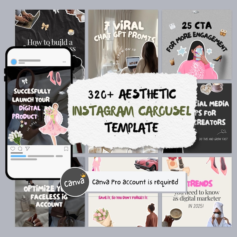 Instagram Carousel Faceless Templates | Canva Social Media Kit | Tiktok ...