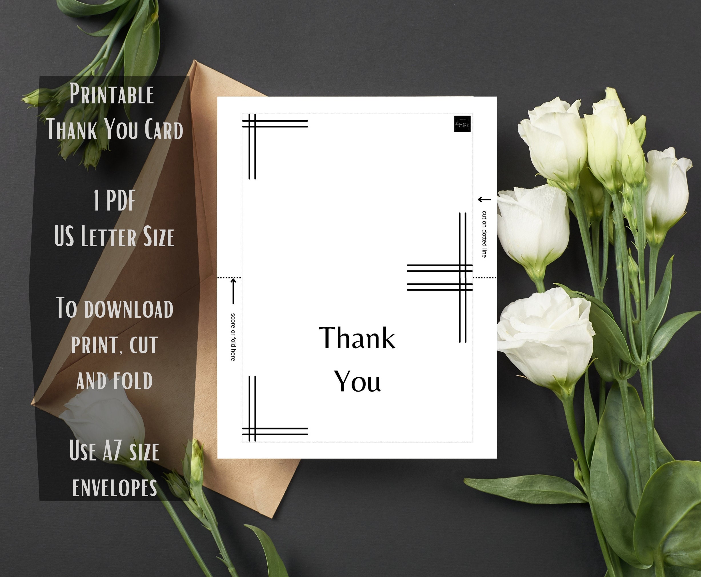 Thank You Card, Blank Inside, Instant Download - Etsy