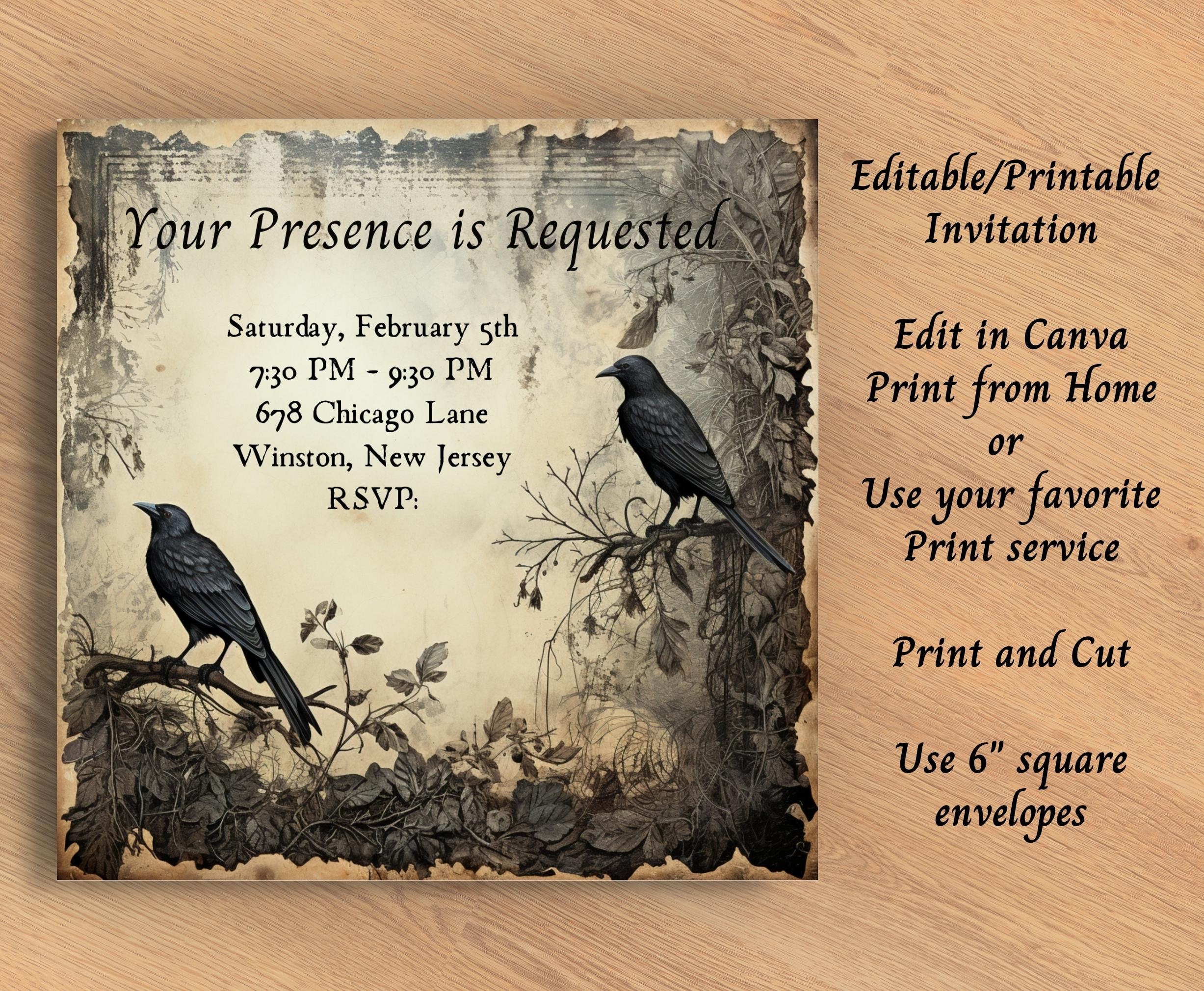 Gothic Raven Party Invite - Etsy