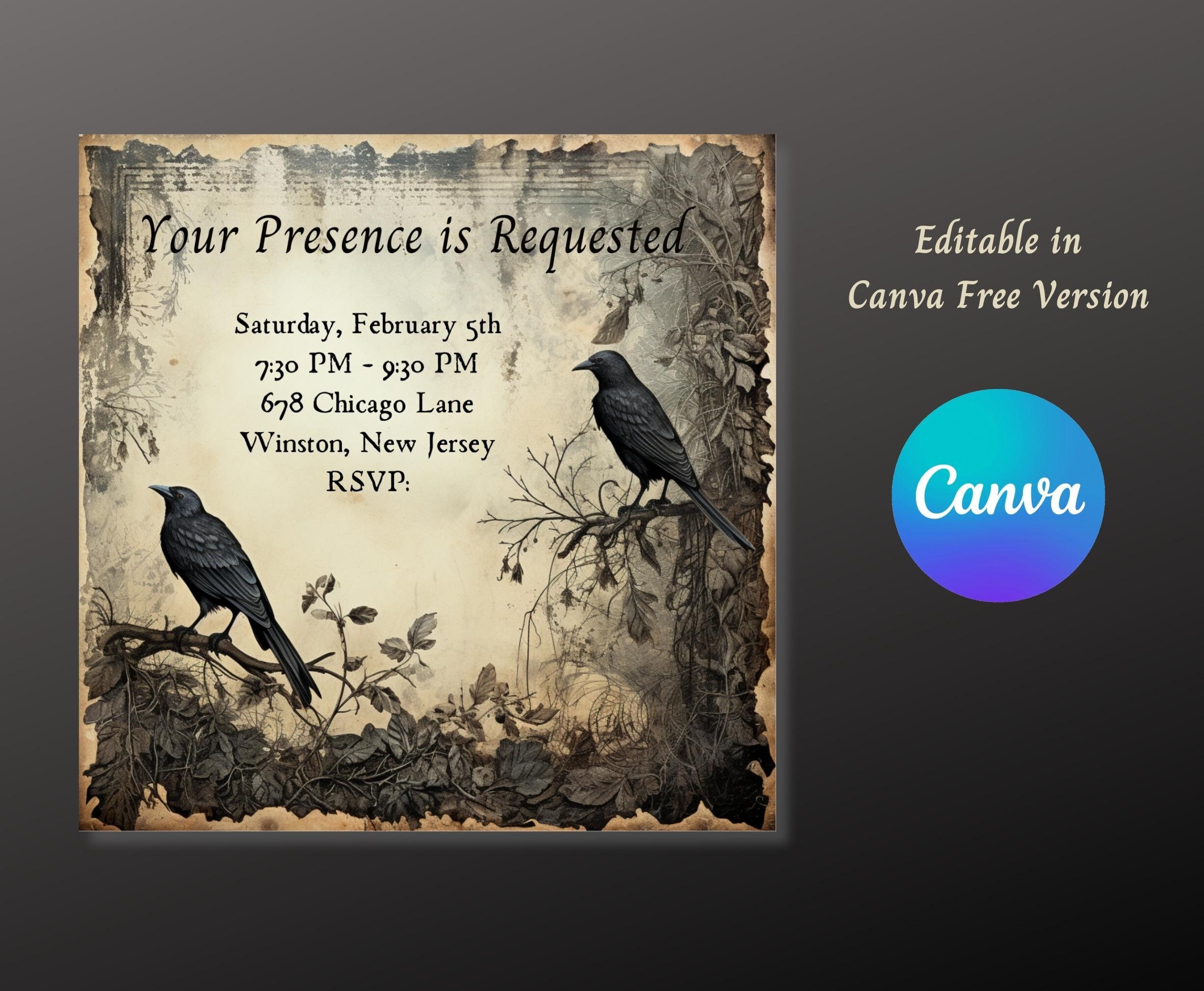 Gothic Raven Party Invite - Etsy