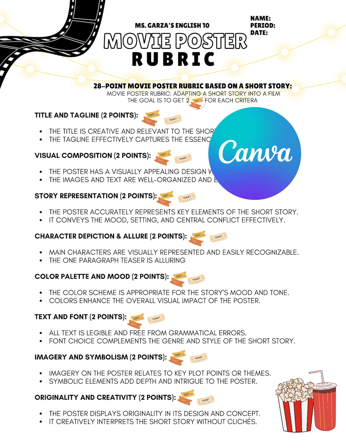 Movie Poster Rubric | Short Stories | English Teacher | Story to Film ...