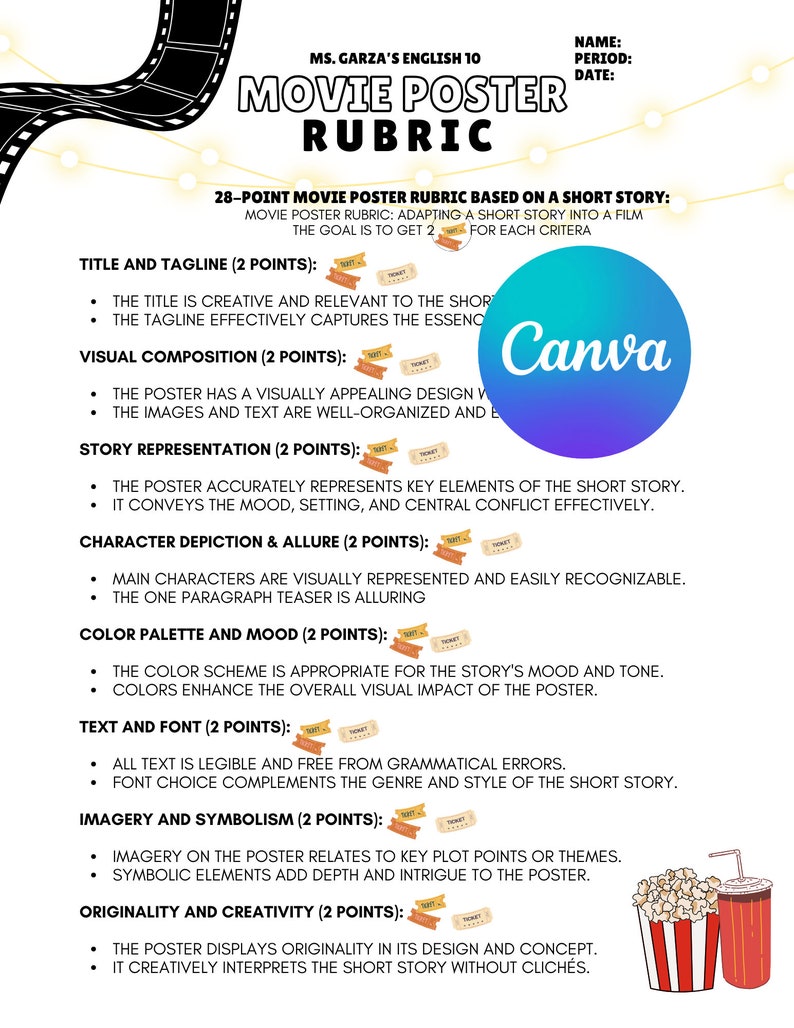Movie Poster Rubric | Short Stories | English Teacher | Story to Film ...