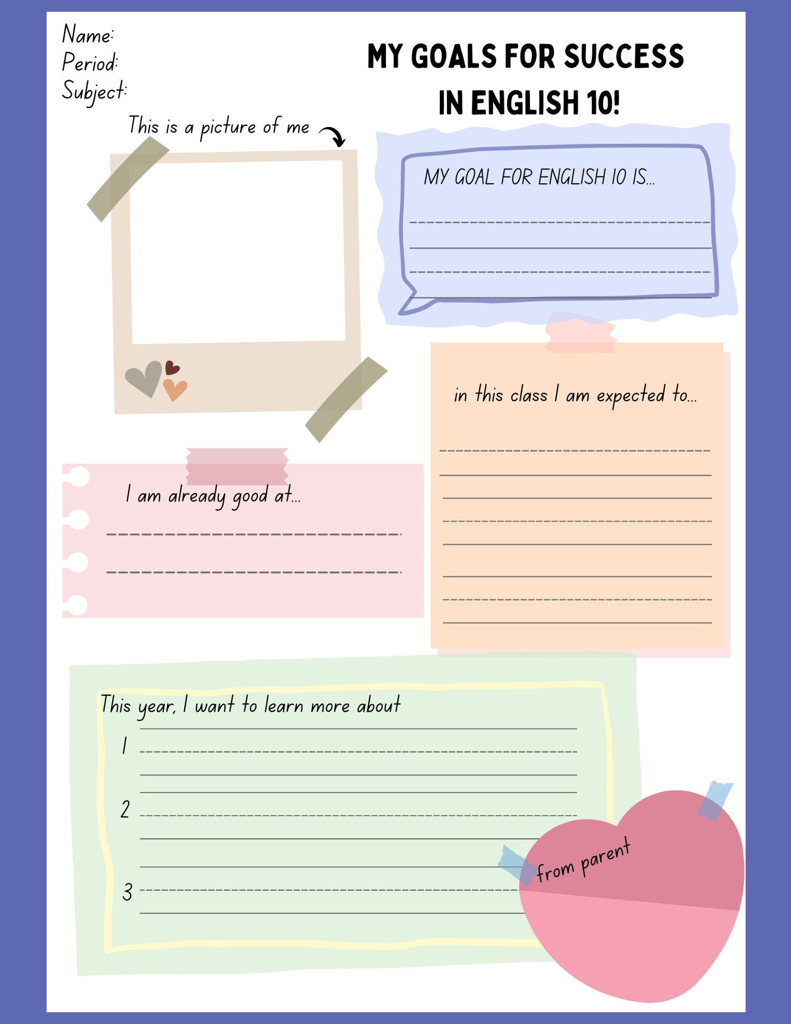Goal Setting Sheet for Students | Teacher Handouts | Goals | Classroom ...