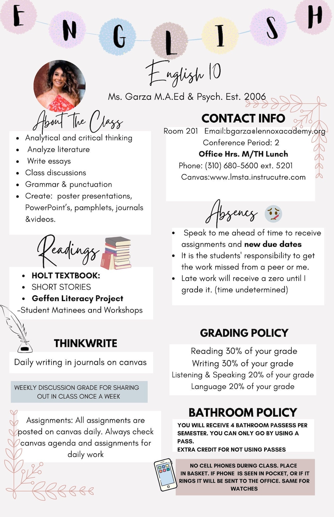 Fun Middle and Highschool Syllabus | English Template | Fun Teacher ...