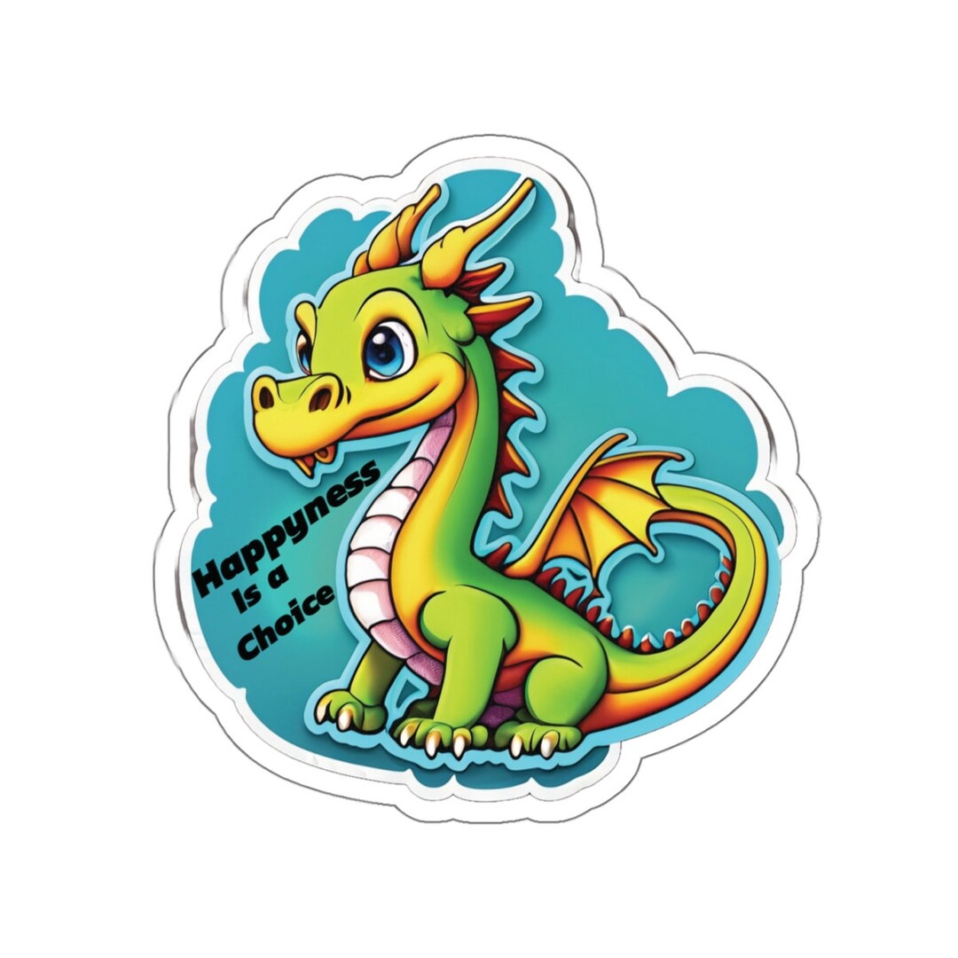 Dragon Sticker, Happy Dragon Sticker, Fantasy Sticker, Dragon Sticker ...