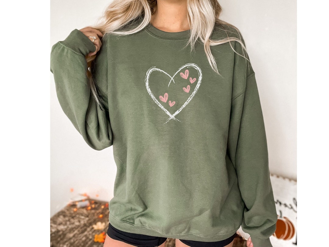 Valentine Heart Distressed – Heart Sweatshirt for Her, Comfortable Vday ...