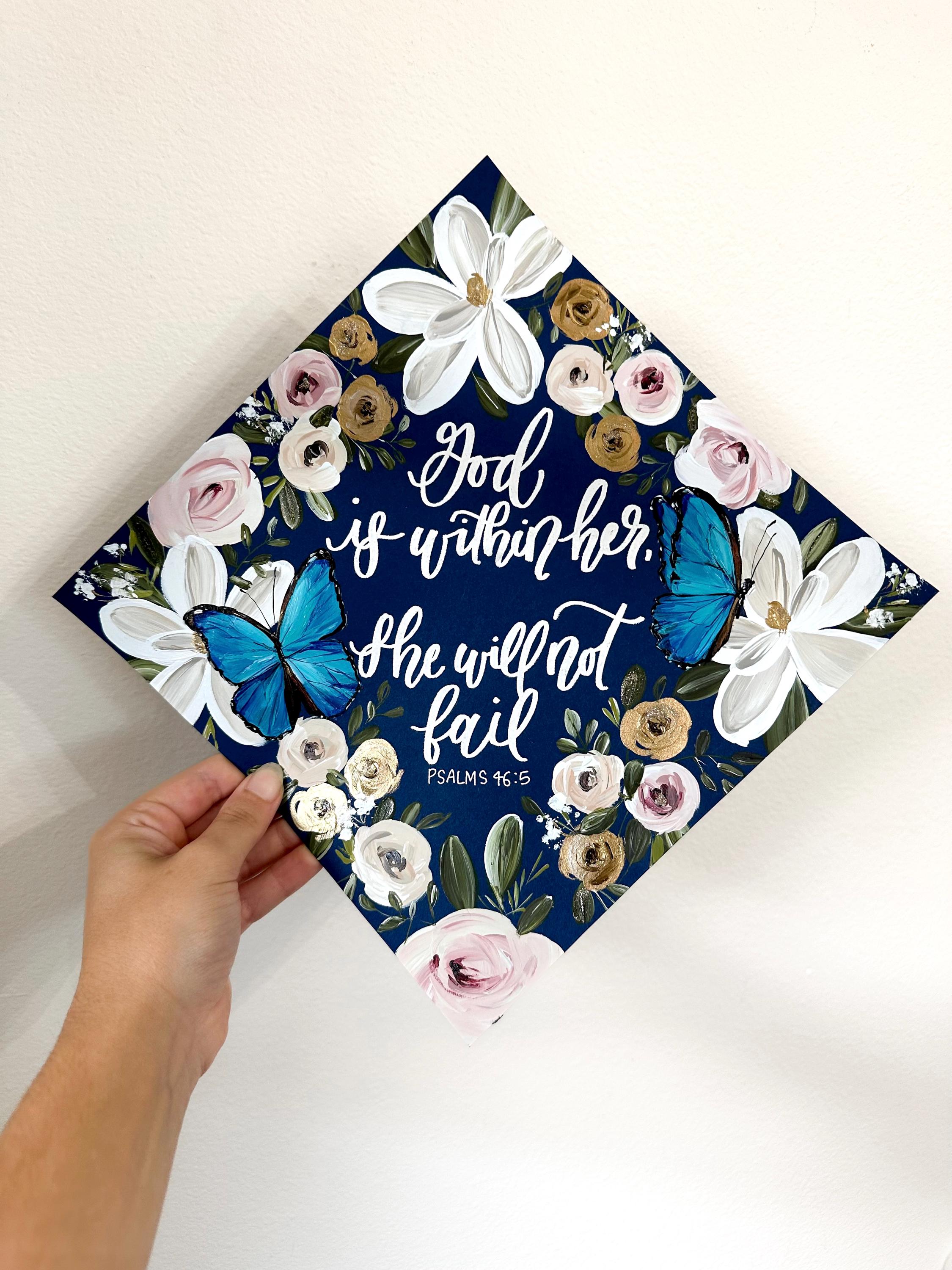 CUSTOM Floral Graduation Cap Topper Painted Grad Cap Topper ...