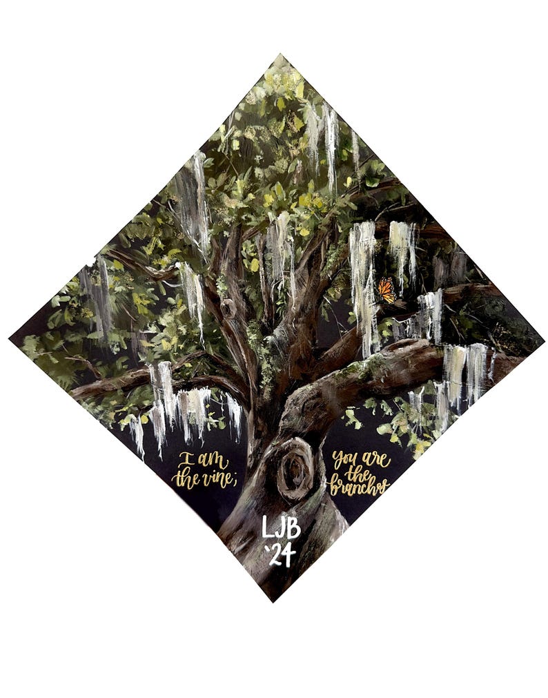 Custom Painted Nature Graduation Cap Topper: Adventure Awaits - Etsy