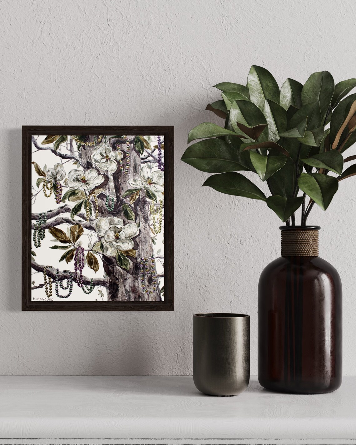 Mardi Gras Magnolia Tree Watercolor Art Print: New Orleans Decor - Etsy