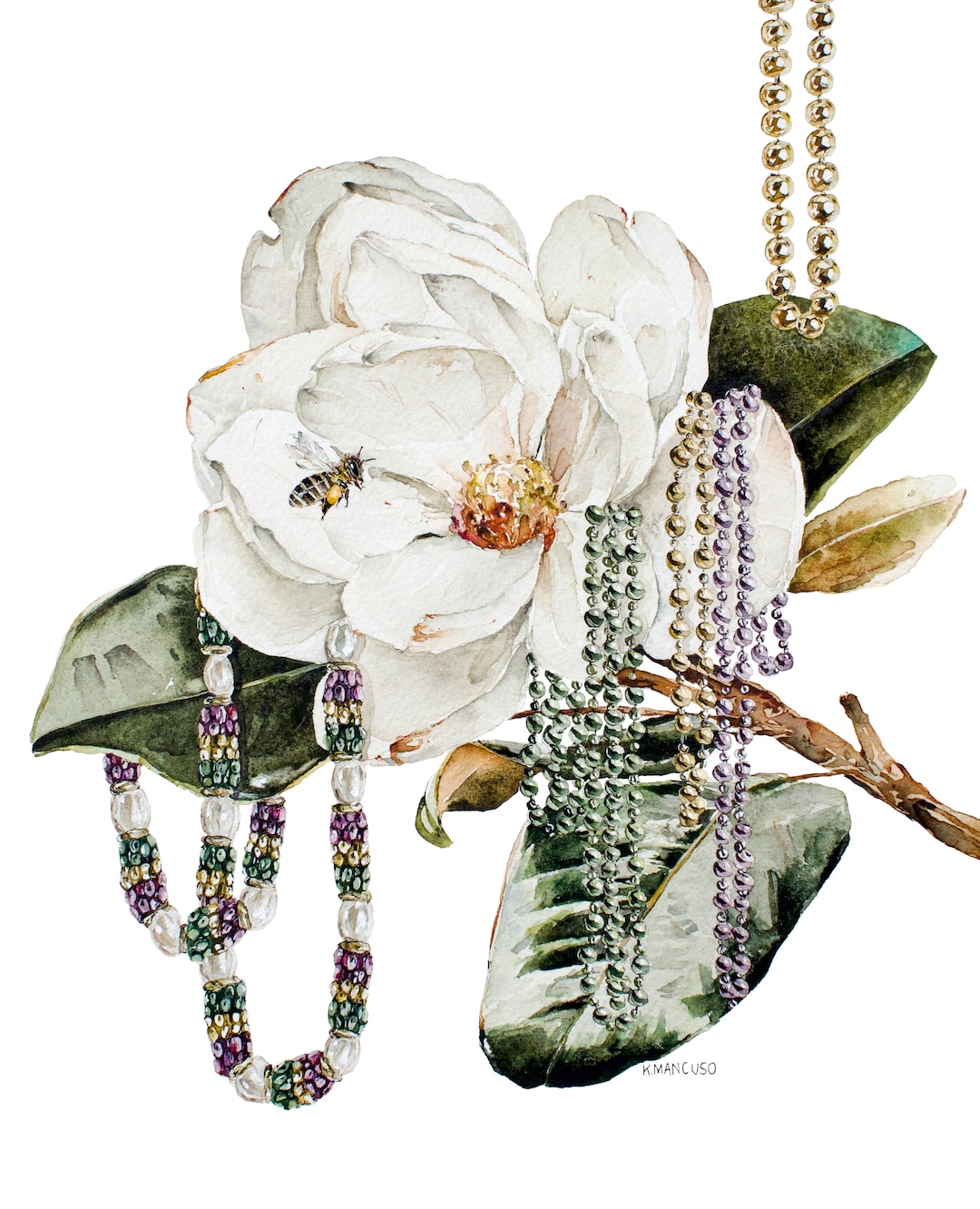 Mardi Gras Art Print | Mardi Gras Beads Painting | Louisiana Art ...