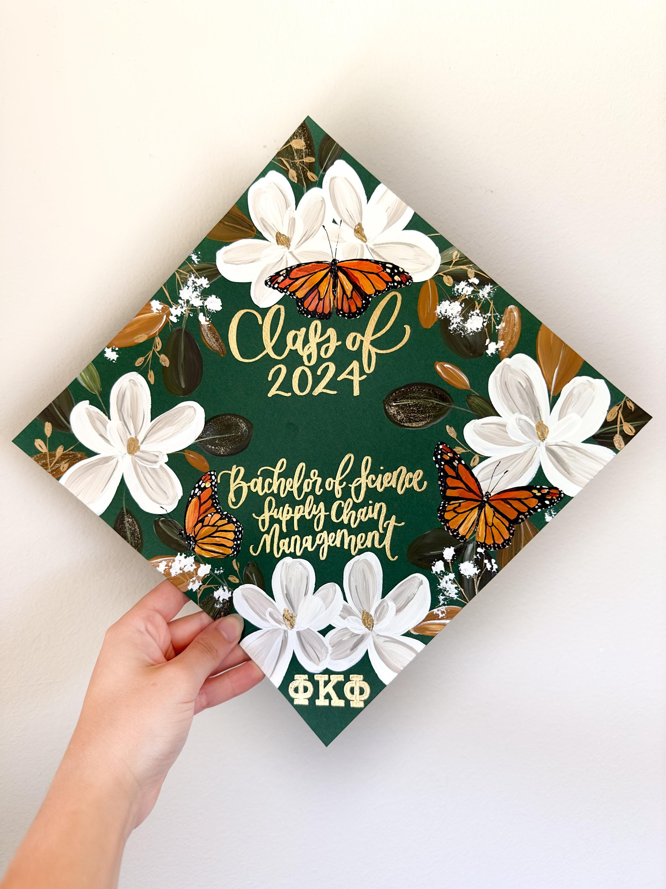 CUSTOM Floral Graduation Cap Topper Painted Grad Cap Topper ...