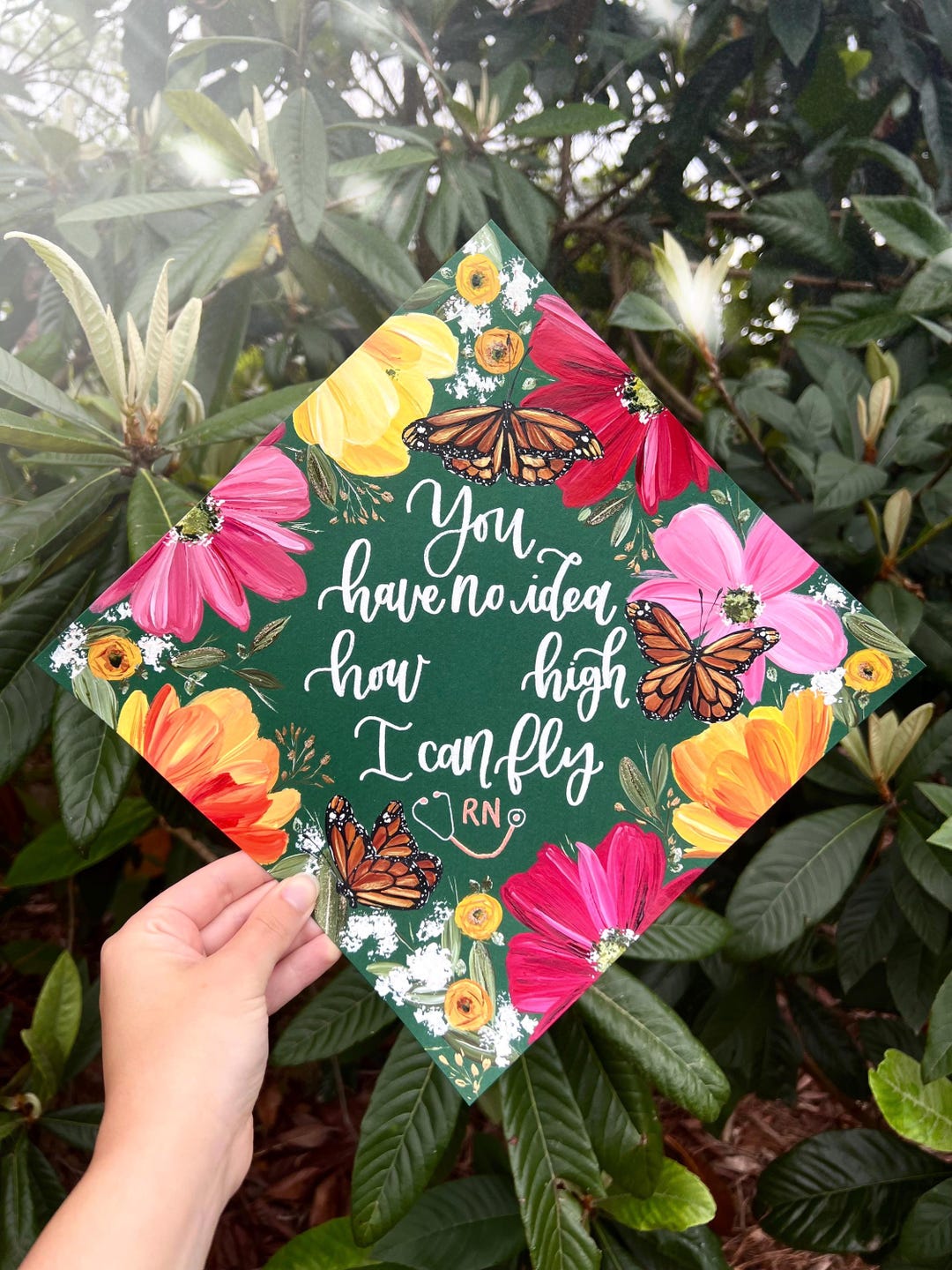 CUSTOM Nurse Graduation Cap Topper — Painted RN Grad Cap | Personalized ...