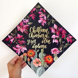 CUSTOM Floral Graduation Cap Topper — Painted Grad Cap Topper ...