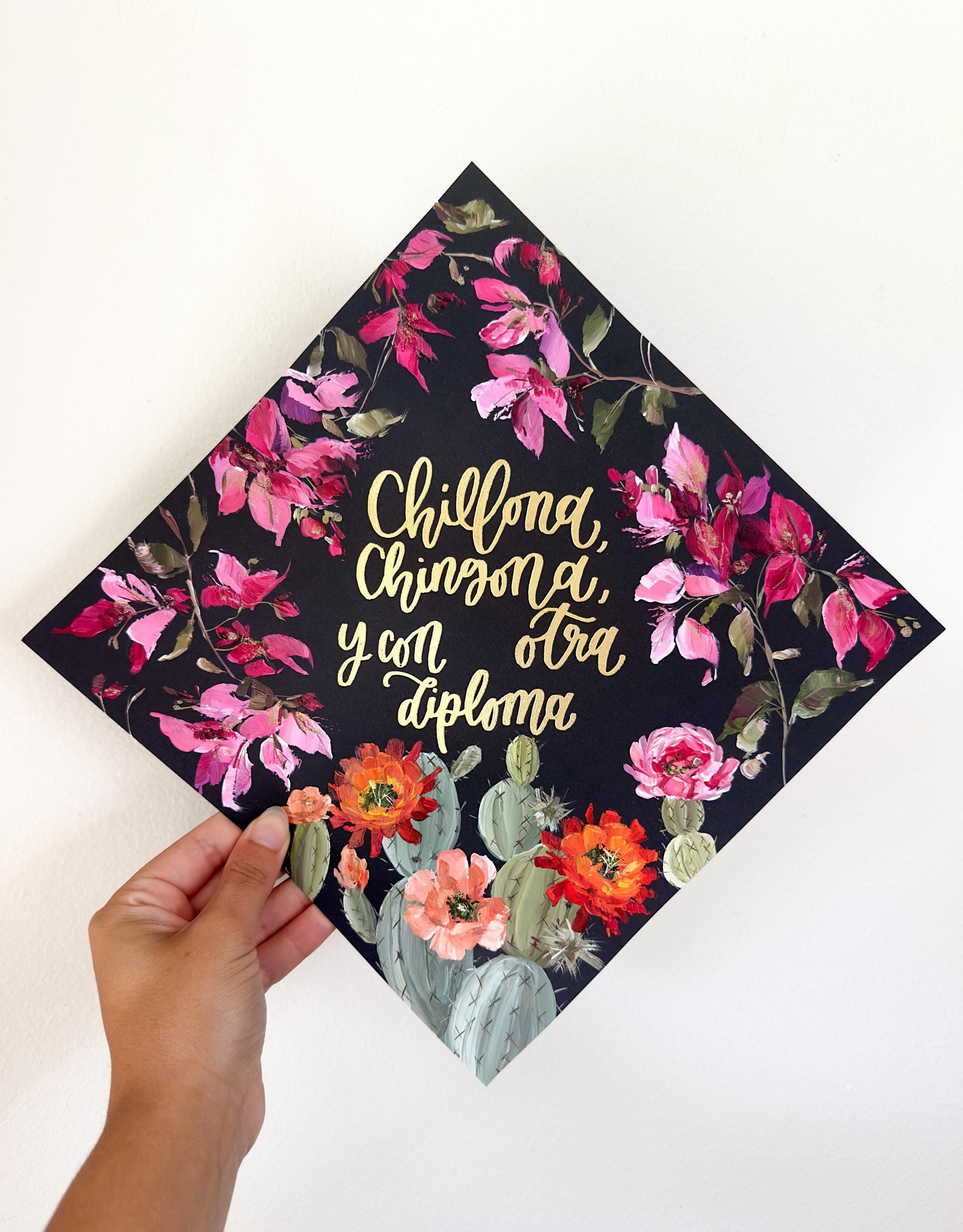 Custom Floral Graduation Cap Topper – Hand-painted Flowers & Text - Etsy