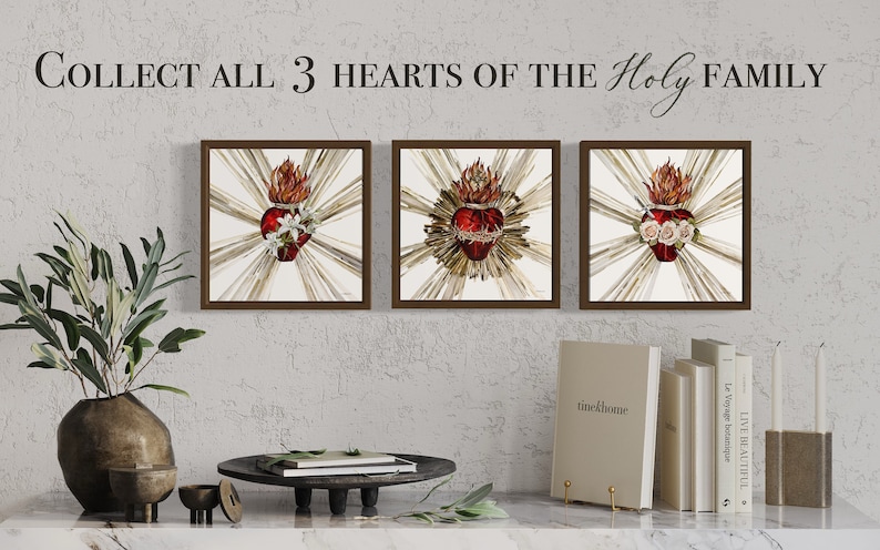 Immaculate Heart of Mary Art Print Hearts of the Holy Family Painting ...
