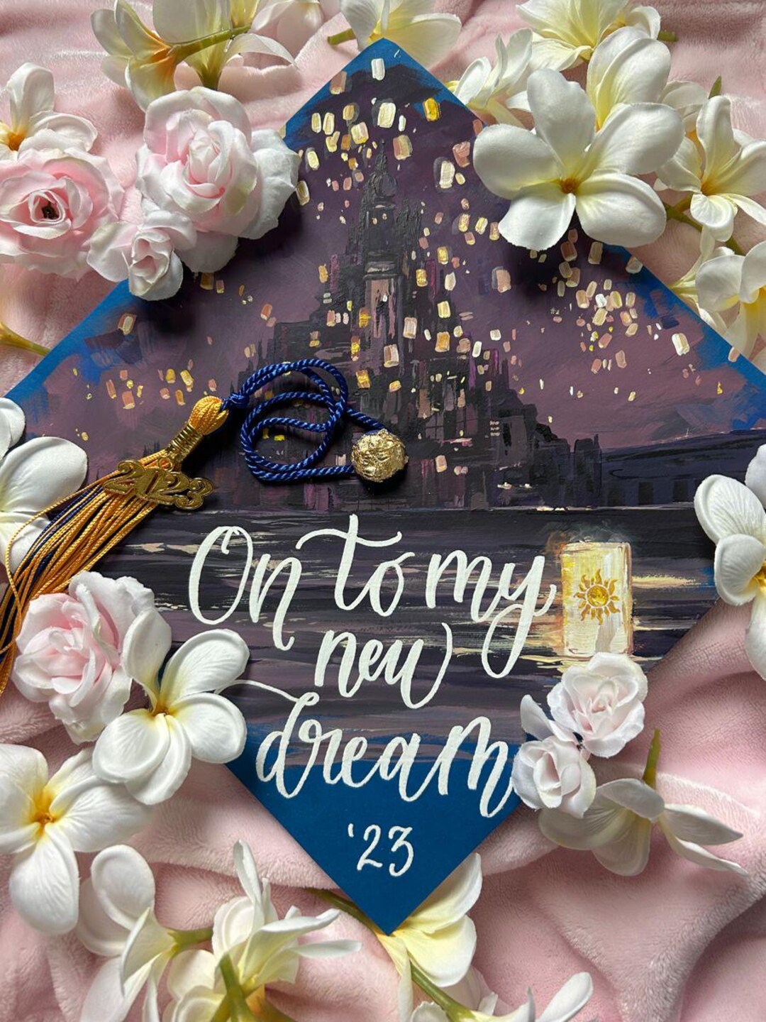 CUSTOM Disney Inspired Graduation Cap Topper — Painted Grad Cap Topper ...