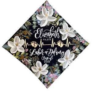 CUSTOM Nurse Graduation Cap Topper — Painted RN Grad Cap | Personalized ...