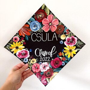 Custom Floral Graduation Cap Topper – Hand-painted Flowers & Text - Etsy