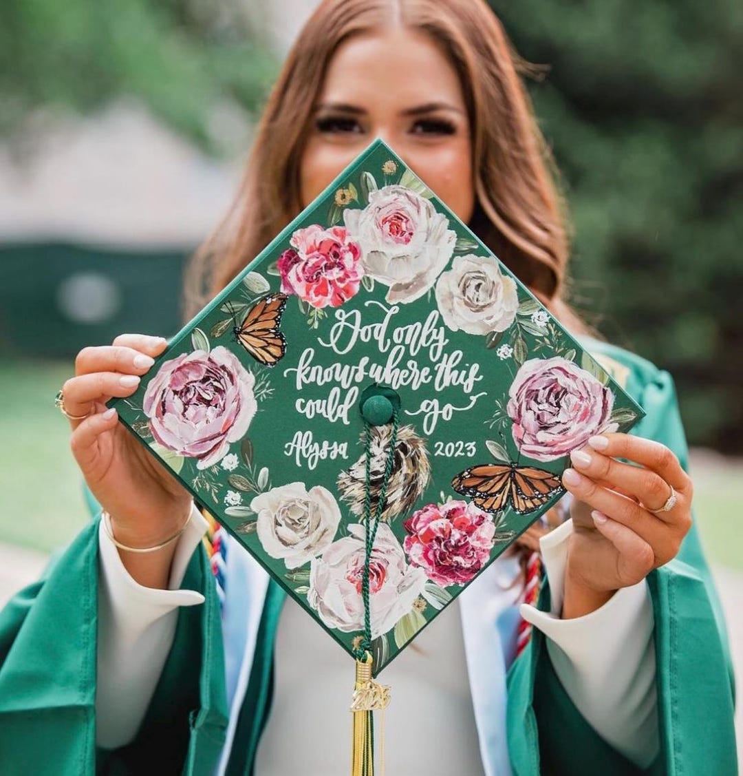 CUSTOM God Bible Verse Graduation Cap Topper — Painted Grad Cap ...