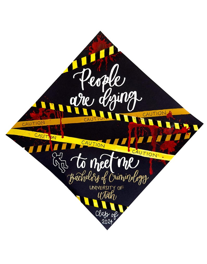 Custom Criminology Grad Cap Topper – Hand-painted Crime Scene Design - Etsy