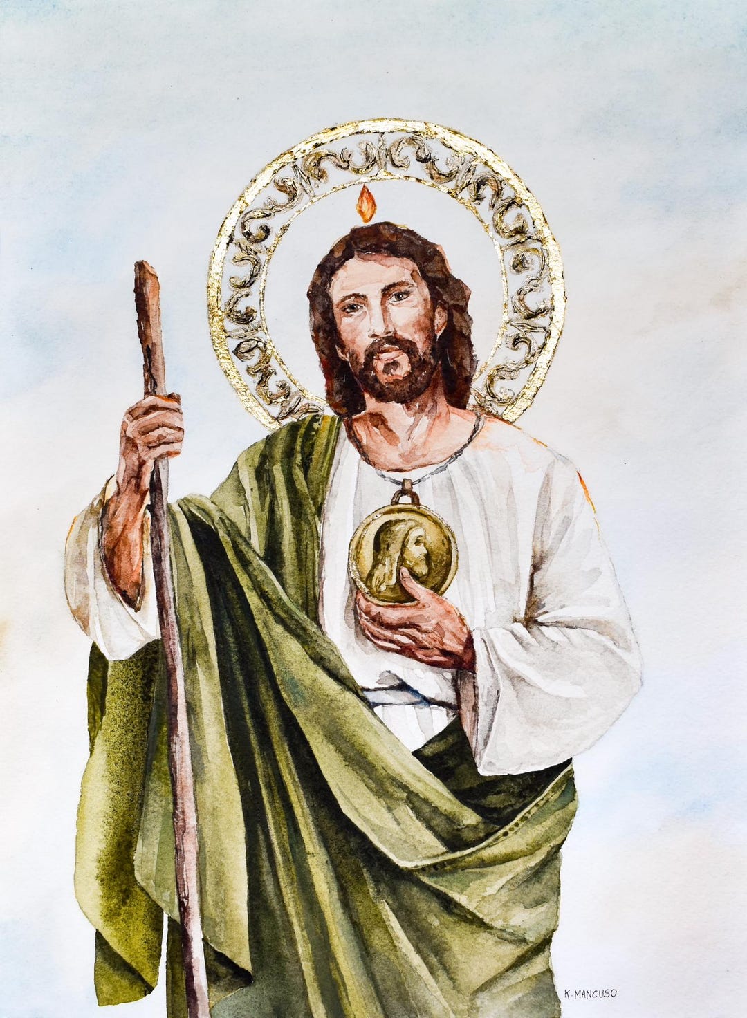 St. Jude Watercolor Art Print: Catholic Saint Religious Decor - Etsy