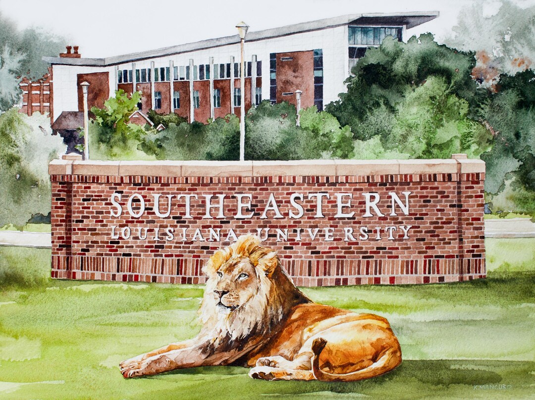 Southeastern Louisiana University Art Print | SLU Watercolor Painting ...