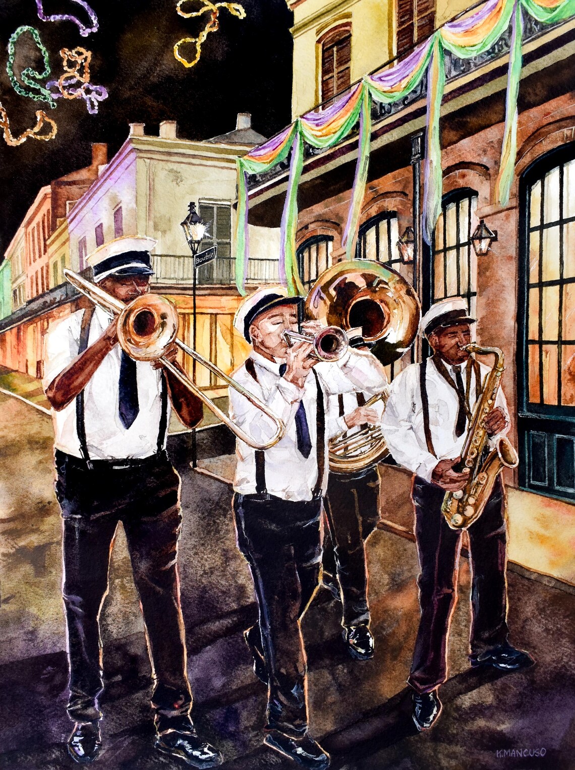 Mardi Gras Art Print: Second Line Band, New Orleans Street Scene - Etsy