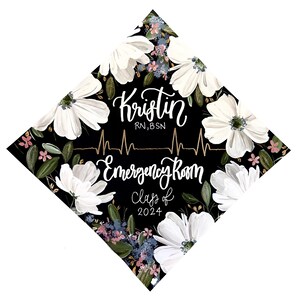 CUSTOM Nurse Graduation Cap Topper — Painted RN Grad Cap | Personalized ...