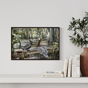 Brown Pelican Swamp Art Print: Louisiana State Bird - Etsy