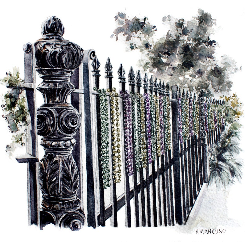 Mardi Gras Bead Art New Orleans Art Beads on Fence New Orleans Art ...