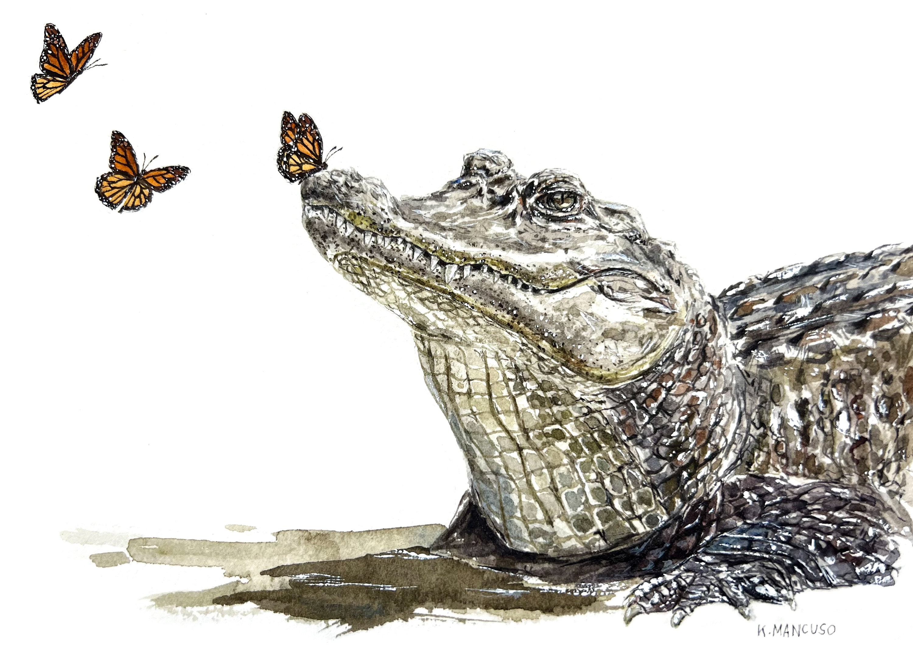 Alligator Art Alligator Artwork Louisiana Art Watercolor Alligator ...