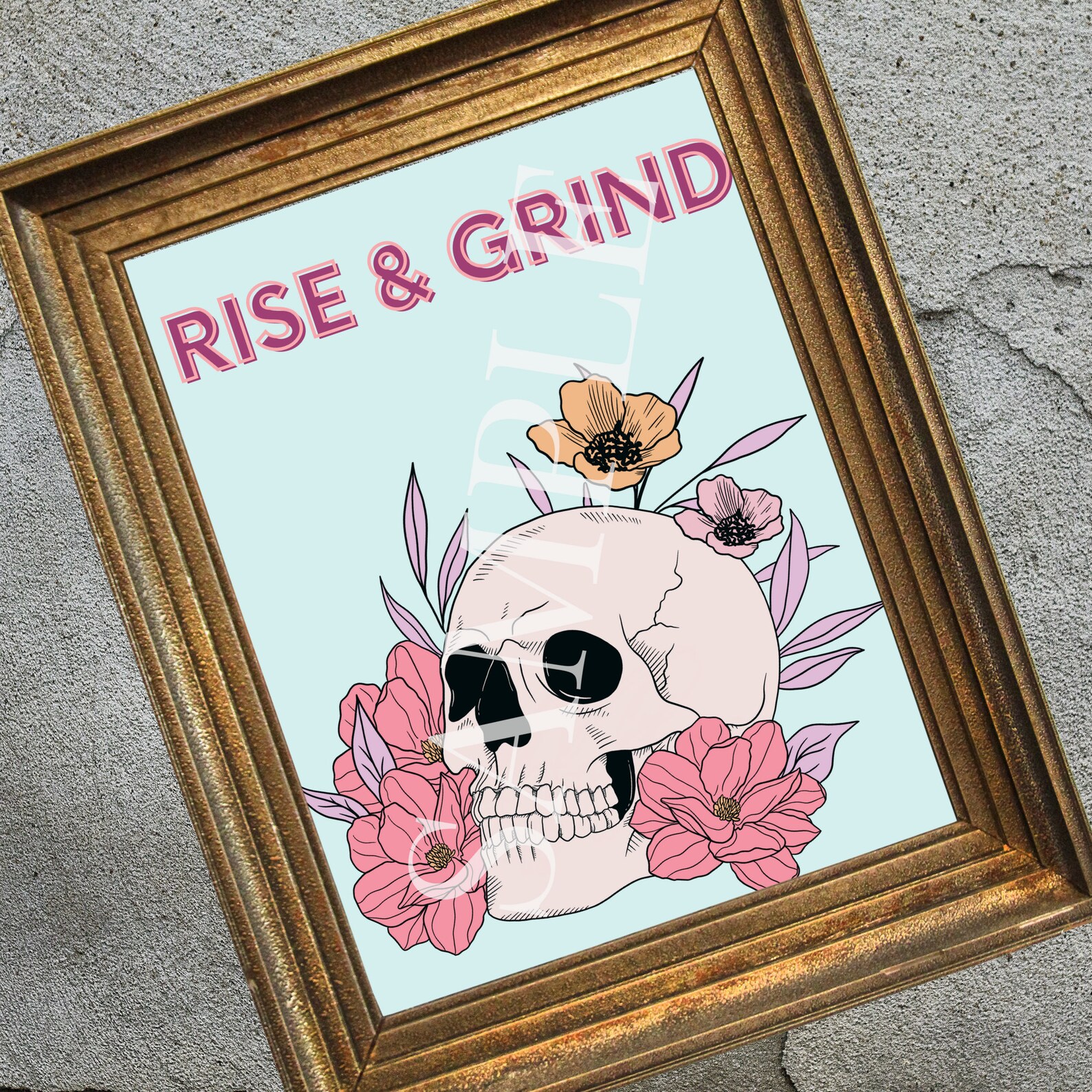Monday Motivation Poster, Skull Poster, Motivational Quote, Rise and ...